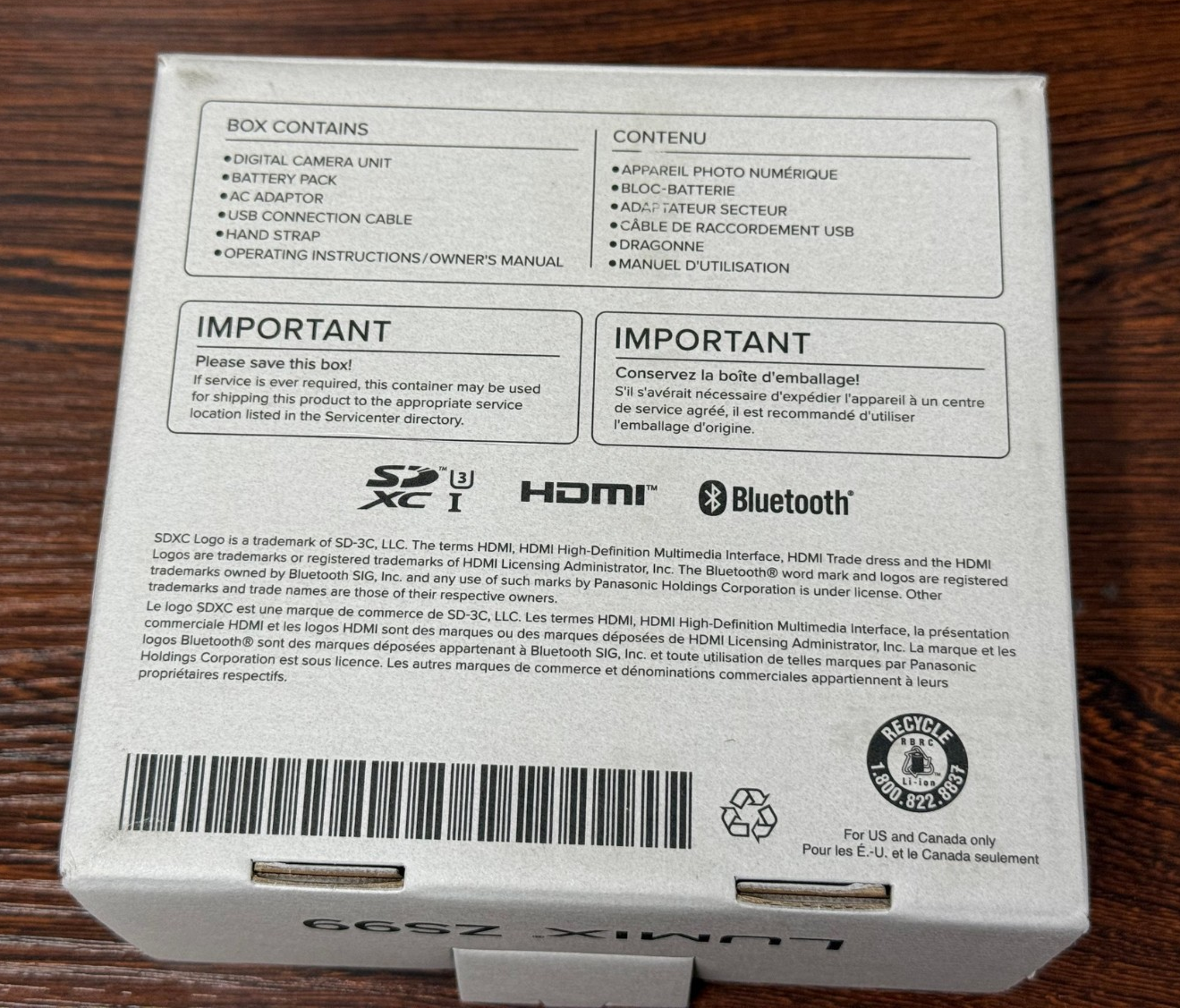 Panasonic Lumix ZS99 Digital Camera (Silver / Black) - New Opened Box ...