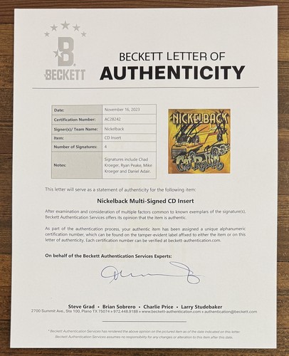 NICKELBACK Get Rollin CD + BAND SIGNED Cover Art Card Autograph Beckett ...