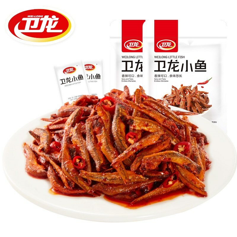 Chinese Food Snacks WeiLong Fish larvae Zi Hunan flavor卫龙小鱼仔 即食麻辣小魚 ...