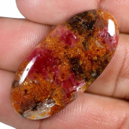 55.65 Cts 100% Natural Pink Rhodonite Cabochon 19 x 40 mm Loose ...