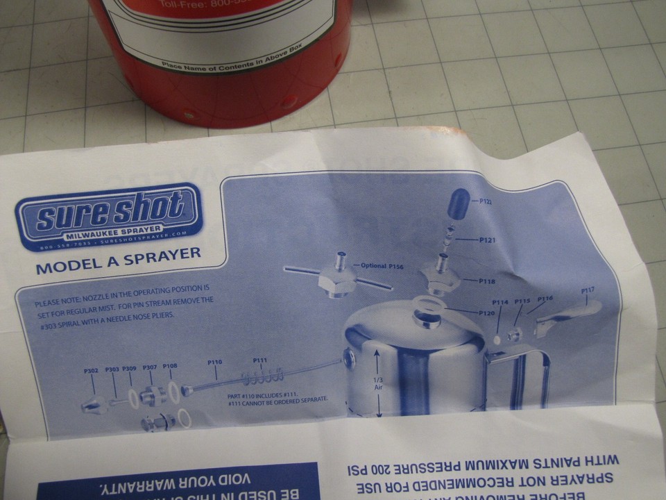 Sure Shot Milwaukee Sprayer Model A Sprayer 32oz Liquid Capacity Red ...