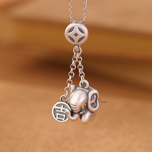 1PC Pure 990 Fine Silver Men Women Lucky Rich Coin Cute Elephant ...