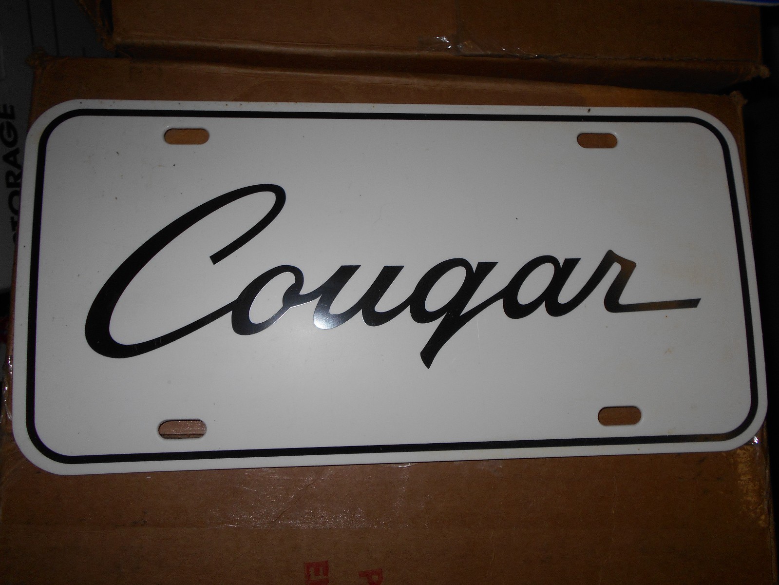 Mercury Cougar Script Logo License Plate WHTE | eBay
