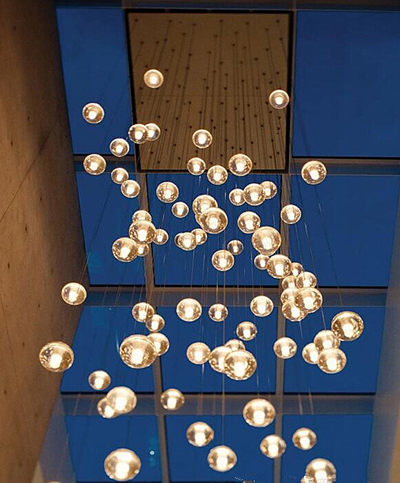 1~49heads G4 LED Bubble Glass Crystal Ball Ceiling Light Stair Pendant ...