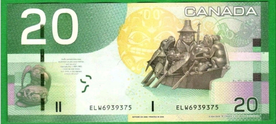 2012 Canada $20 dollars Uncirculated Banknote. Twenty Dollar Bill Note ...