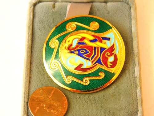Tara of Dublin Ireland Enamel Celtic Book of Kells Bird Animal Brooch ...