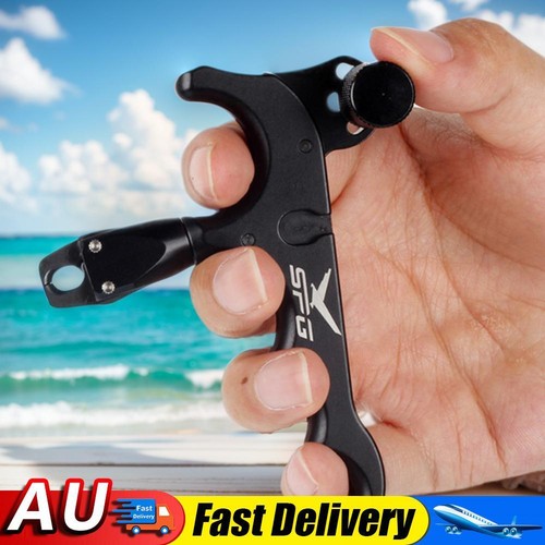 4 Finger Archery Release Aid Black Thumb Trigger Grip Reusable for ...