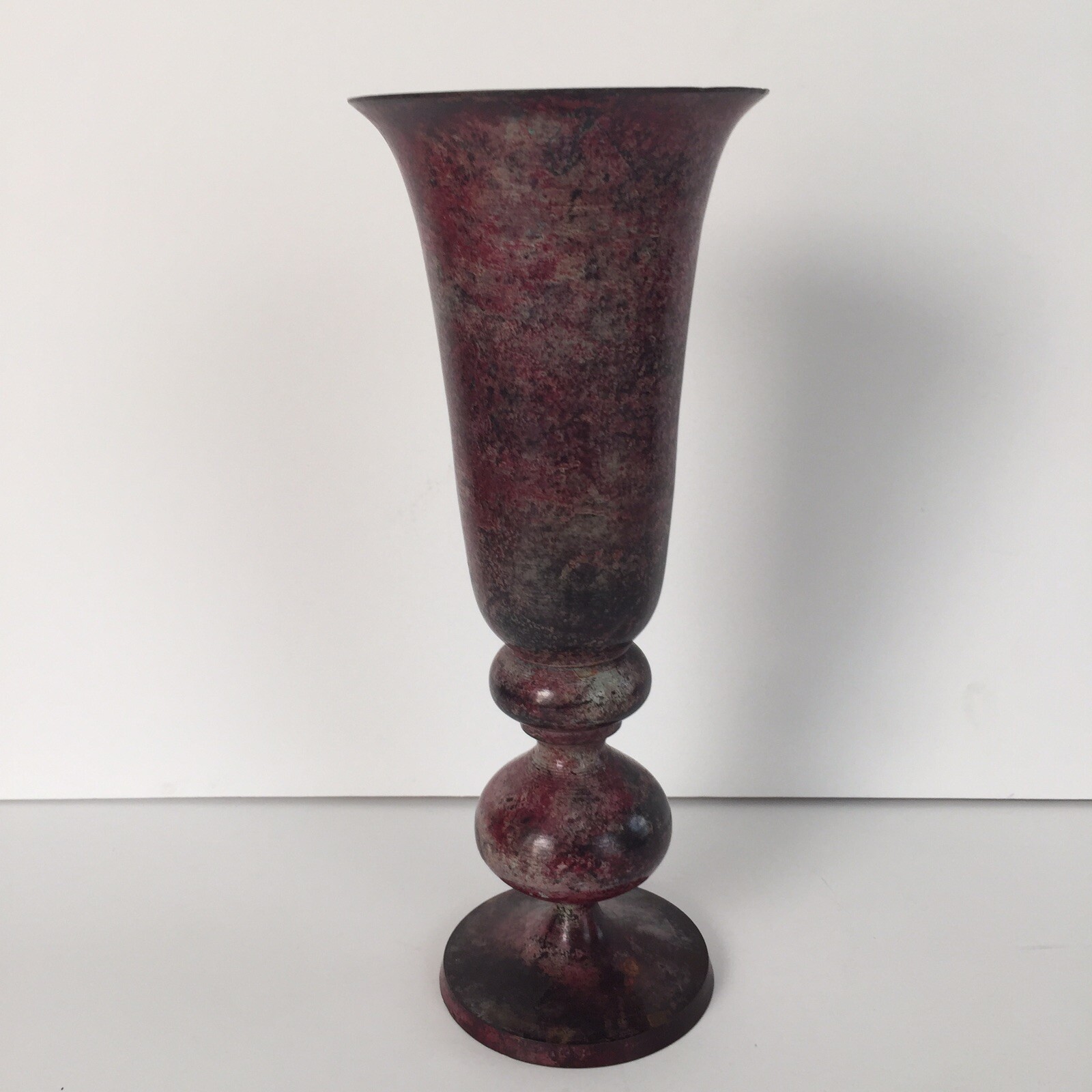 Red Metal Vase Decorative 10" Granite Splatter Style | eBay