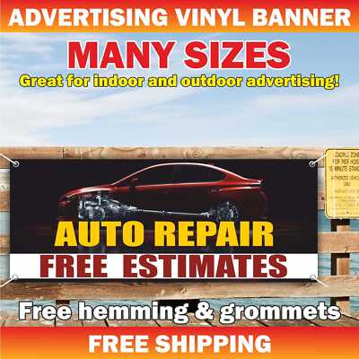 AUTO REPAIR Advertising Banner Vinyl Mesh Sign Free Estimates Brakes ...