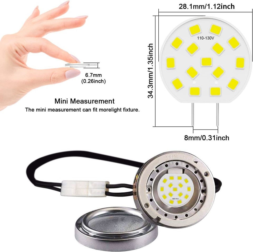 8x G8 LED Bulb Dimmable 3W Disc Puck Light Bulbs 20W-25W Halogen Bulb ...