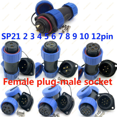 SP21 IP67 2-12 pin Waterproof Cable Connector Plug Socket,Panel Mount ...