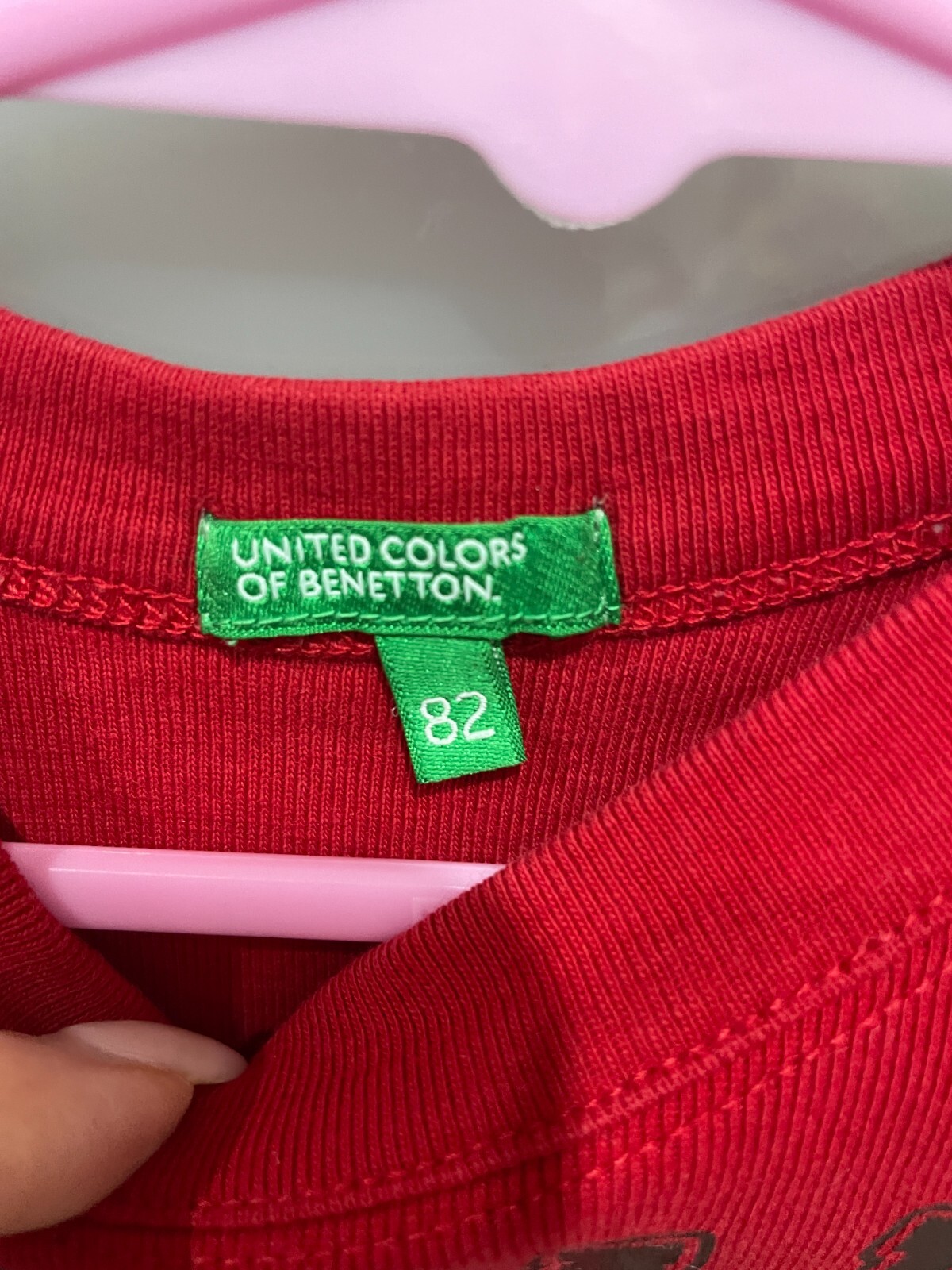 UNITED COLORS OF BENETTON - Red Nevada Long Sleeve Top Size 12-18 ...
