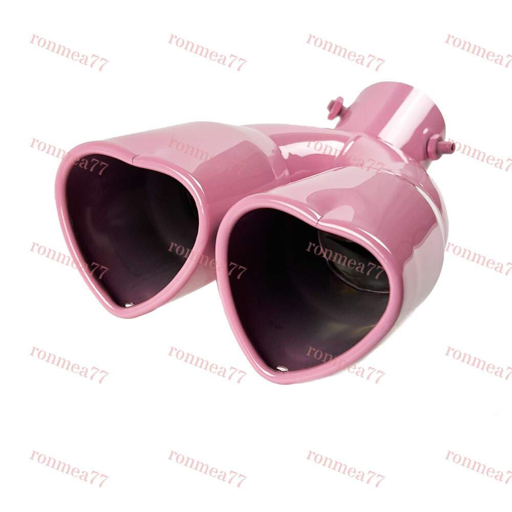 Heart Shaped Stainless Steel 63mm Car Dual Exhaust Tip Pink Tail ...