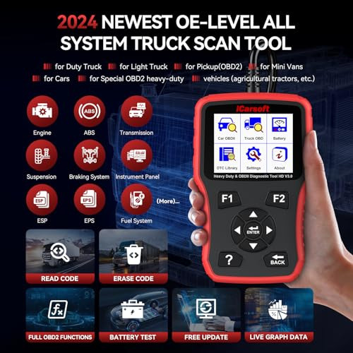 Heavy Duty Truck Scanner, HD V3.0 Multi-System OBD2 Diagnostic Scan ...