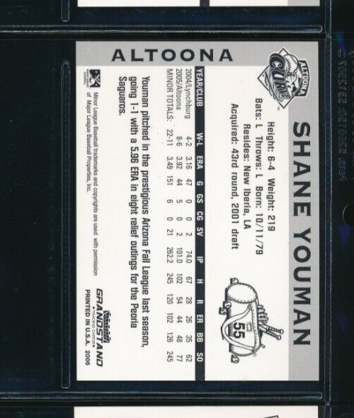 2006 Grandstand #55 Shane Youman Altoona Curve Signed Autograph (CO58 ...