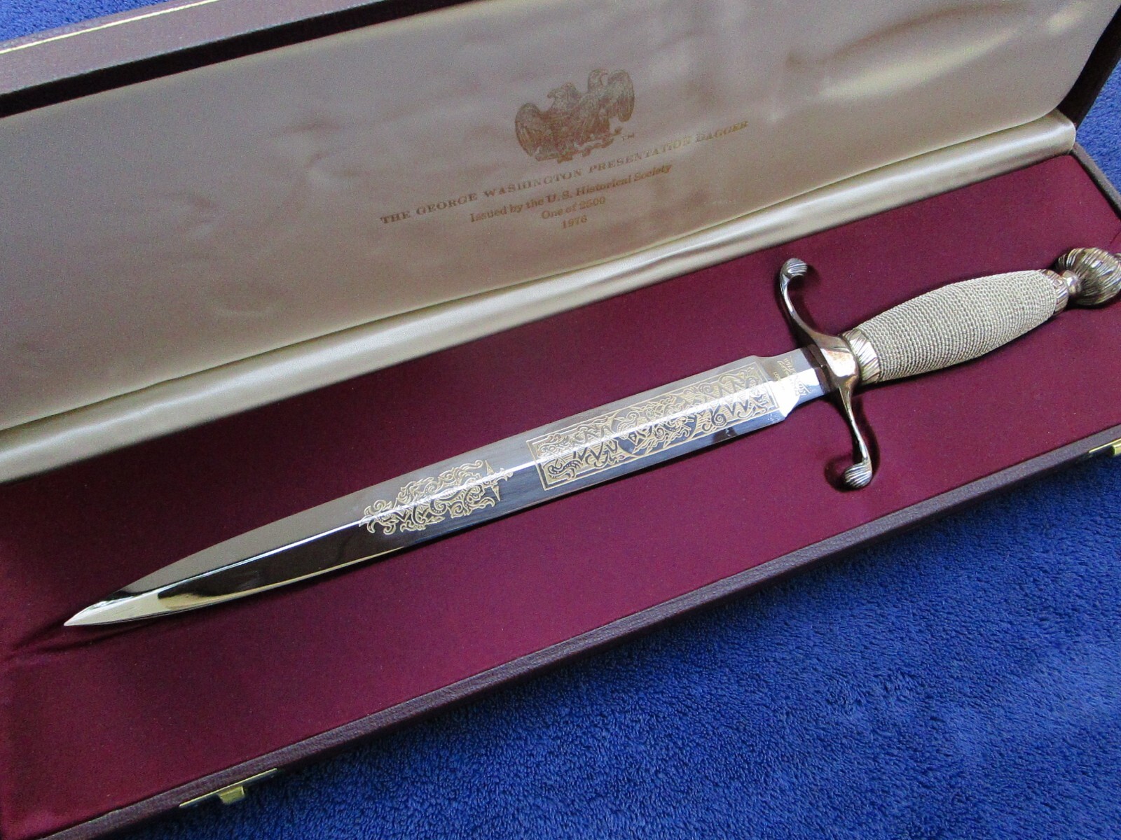 VINTAGE US GEORGE WASHINGTON PRESENTATION KNIFE DAGGER MAKER WILKISON ...