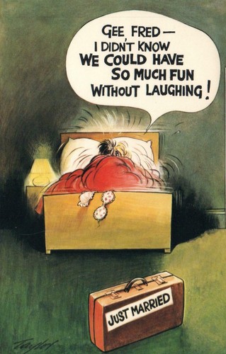 RUDE RISQUE COMIC BAMFORTH JUST MARRIED COUPLE in BED having FUN ...