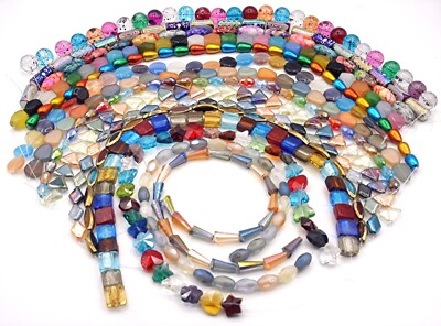 15 Strands 12-22mm Beads Quality Glass Assorted Mix Huge Large Bulk Lot ...
