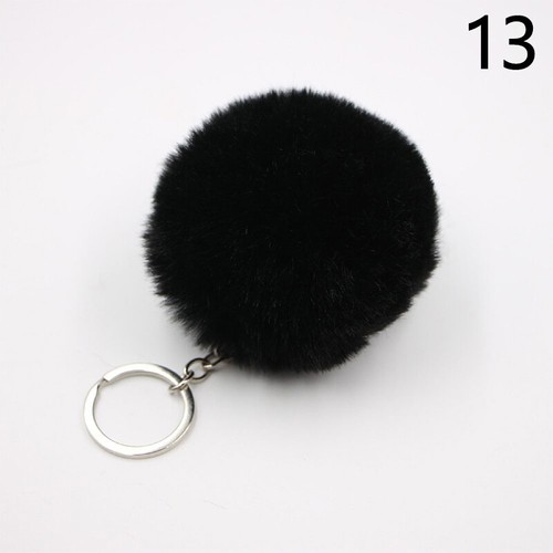 Soft Fur Fluffy Ball Keychain PomPom Key Chains Keyring Charms Handbag ...