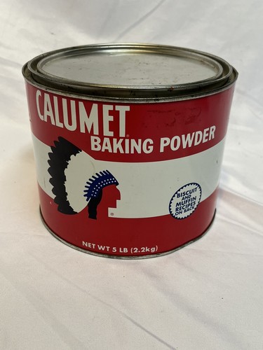 Calumet Baking Powder Tin 5lb Native American Indian Head Vintage Decor ...