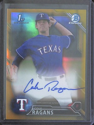 2016 Bowman Chrome Gold Refractor Autograph #CDA-CRA Cole Ragans No 27 ...