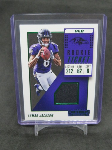 2018 PANINI CONTENDERS LAMAR JACKSON GREEN ROOKIE TICKET PATCH RAVENS ...