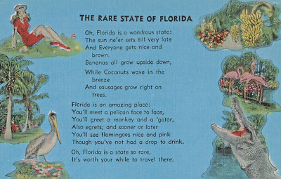 VIntage Postcard-The Rare State of Florida, Several Views + Poem | eBay