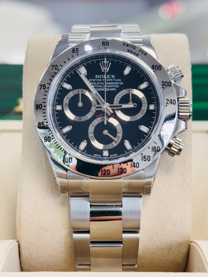 Rolex Cosmograph Daytona 116520 Black Dial Steel Watch BOX/PAPERS ...