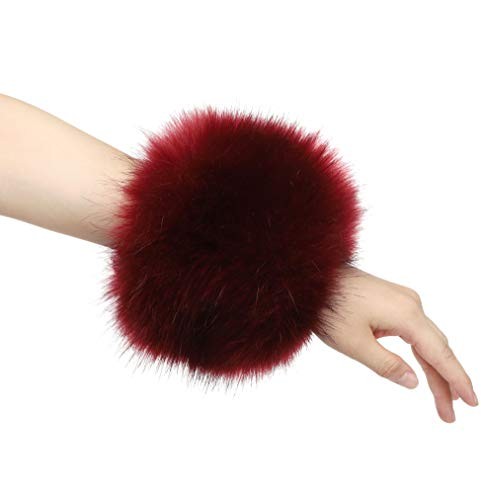 Women's Leopard Print Faux Fur Wrist Cuffs,Winter Fox Furry Bands Arm ...