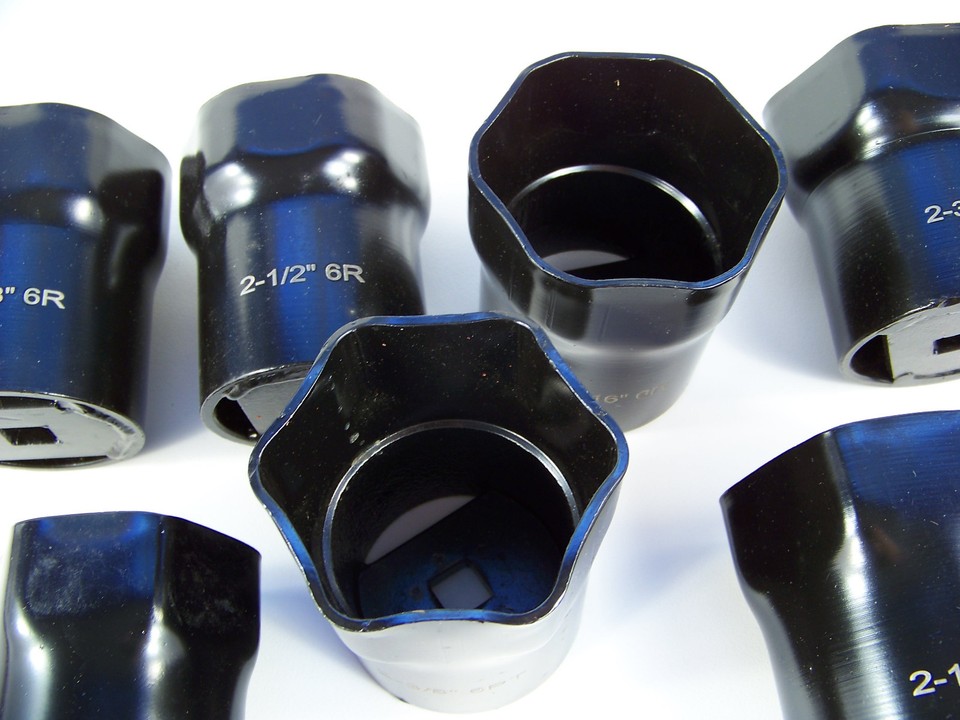 7pc 1/2 Drive SAE / Metric Thin DEEP Axle Lock Nut SOCKET SET 6 Pt Hex ...