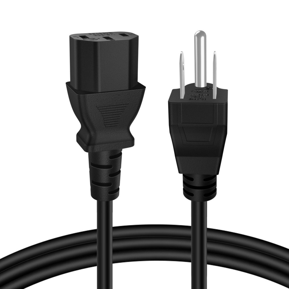 AC Power Cable Computer Monitor Cord 12 Feet 10a 125v 3 Prong TV Plug ...