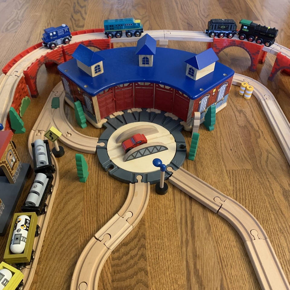 Toys R Us Vintage Imaginarium 100+ pc. Wooden Train Set, Roundhouse ...