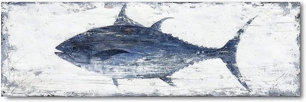 Canvas Wall Art Hand Painted Abstract Tuna Fish Painting Modern Artwork ...