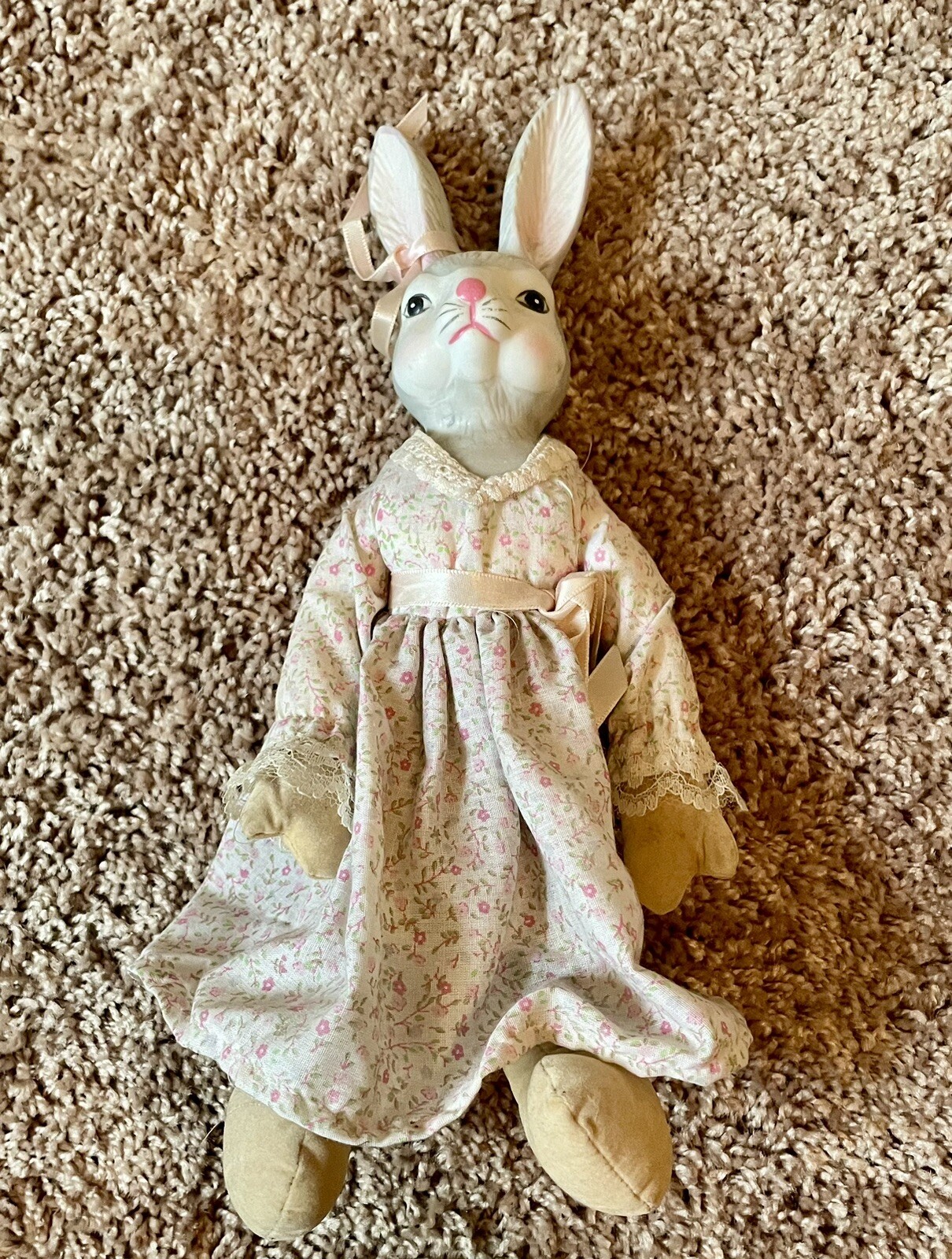 Easter Porcelain Bunny Doll With Fabric Body Vintage | eBay