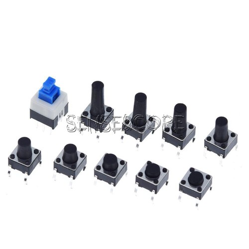180PCS 10value Momentary Tactile Push Button Touch Switch Kit Box 4PIn ...