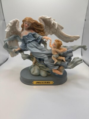 VTG MRH Signed MEERCHI Figurine Sculpture w/ Base Woman Angel & Baby ...