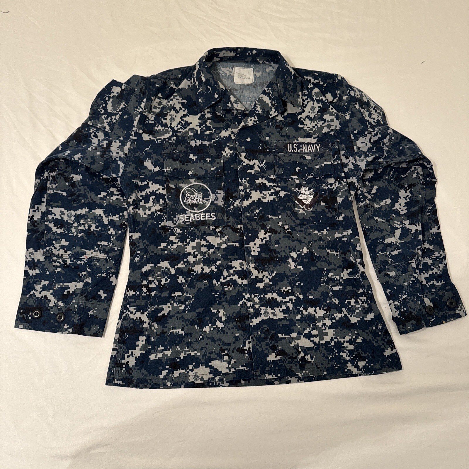 US NAVY NWU TYPE 1 BLUE CAMOUFLAGE BLUEBERRY UNIFORM JACKET BLOUSE ...