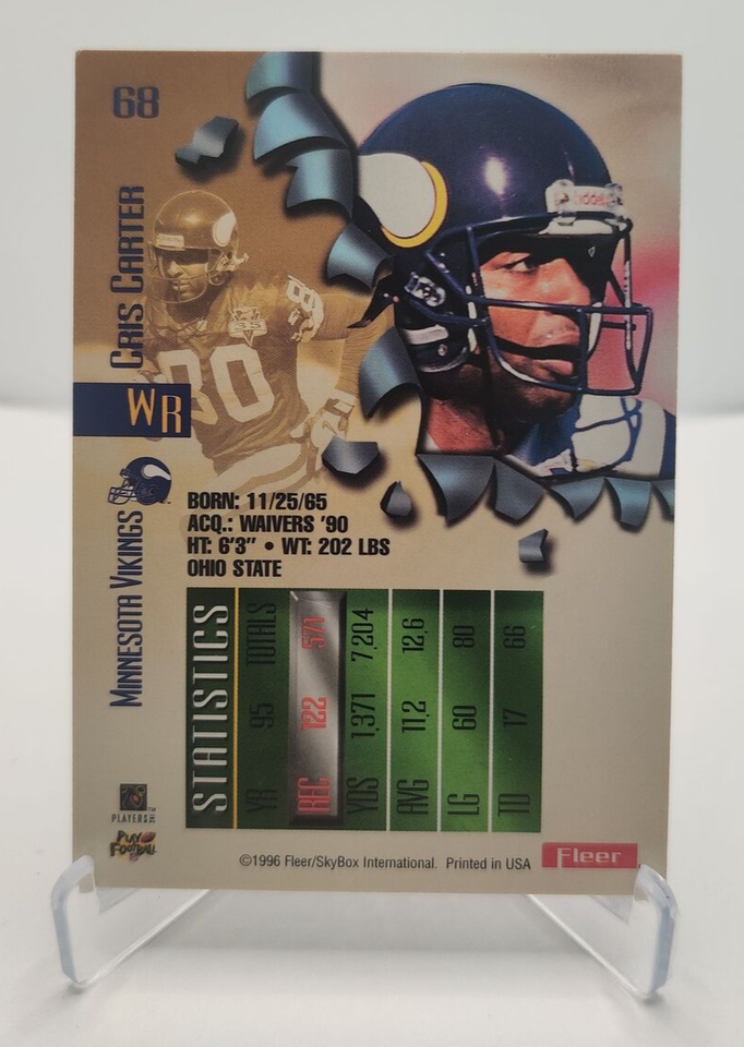 1996 Fleer Metal Cris Carter #68 Minnesota Vikings football card | eBay