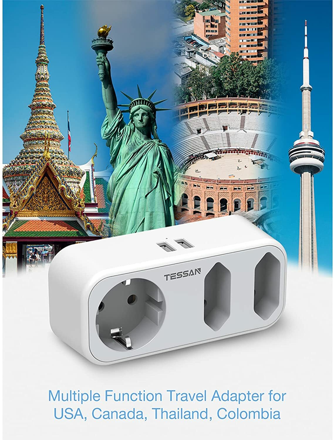 USA Reisestecker Steckdosenadapter für Amerika Kanada Mexiko Thailand ...