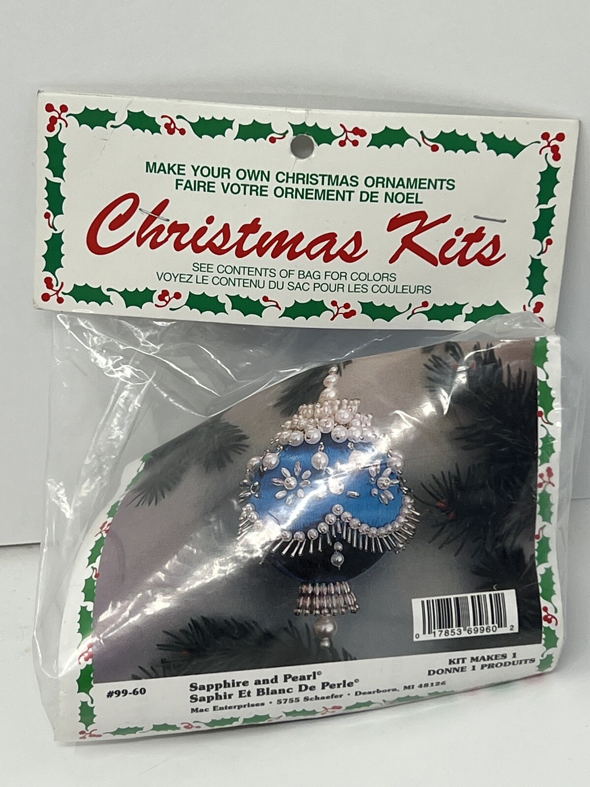 Merri Mac Sapphire And Pearl BLUE Satin Ball Beaded Vtg Christmas ...