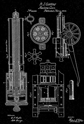 1862 - Machine Gun - Revolving Battery Gun - R. J. Gatling - Patent Art ...