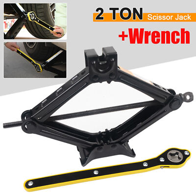 2 Ton Scissor Jack Car SUV Garage Tire Wheel Lug Wrench Tool Kit | eBay