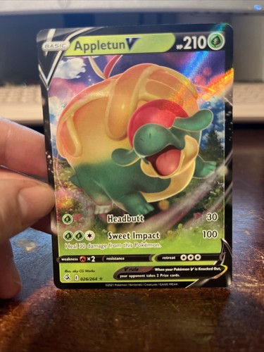 2021 Pokemon Fusion Strike TCG Appletun V 026/264 Full Art Ultra Rare ...