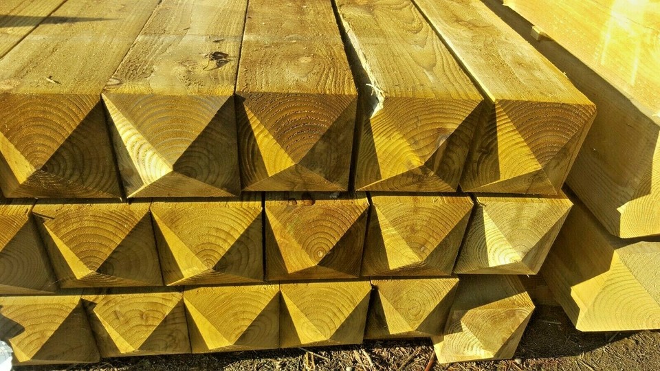 TANALISED 4 WAY WEATHER TOP GATE POST 150mm x 150mm x 2.4m | eBay UK