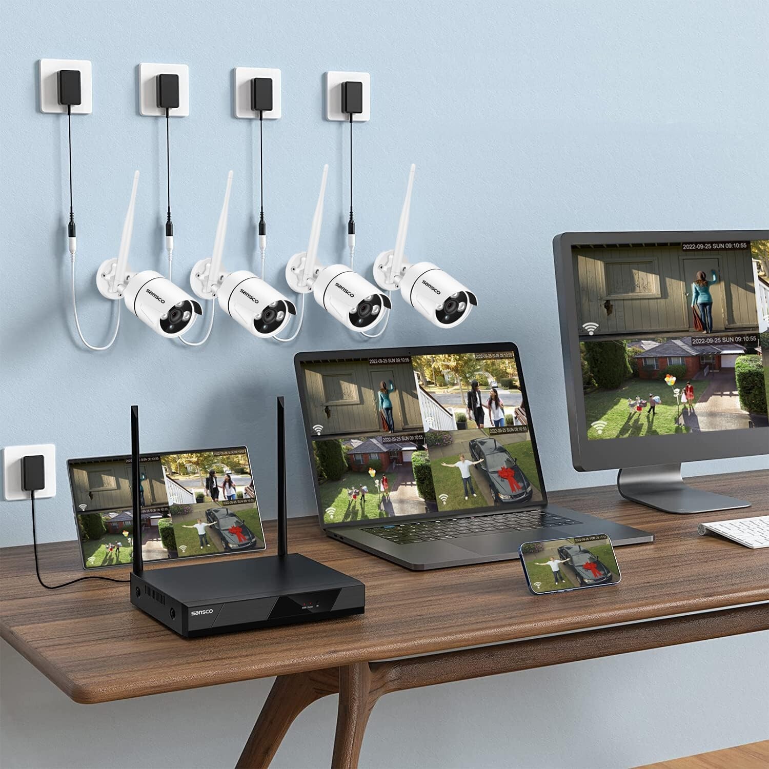 Sansco 8CH NVR Wireless CCTV Security System 3MP WiFi Waterproof Camera ...