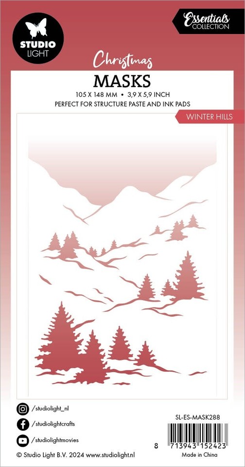 Studio Light Essentials 4.13"X5.83" Stencil-Nr. 288, Winter Hills ...