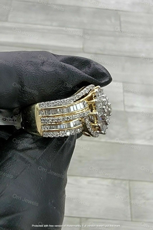 2Ct Lab-Created VVS1/D Diamond Cluster Engagement Ring 14k Yellow Gold ...