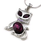 Purple Crystal Kitty Cat Rhinestone Pendant Chain Necklace Jewelry | eBay