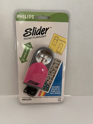 NOS Vintage Philips Slider Pocket Flashlight New Old Dead Stock Neon ...