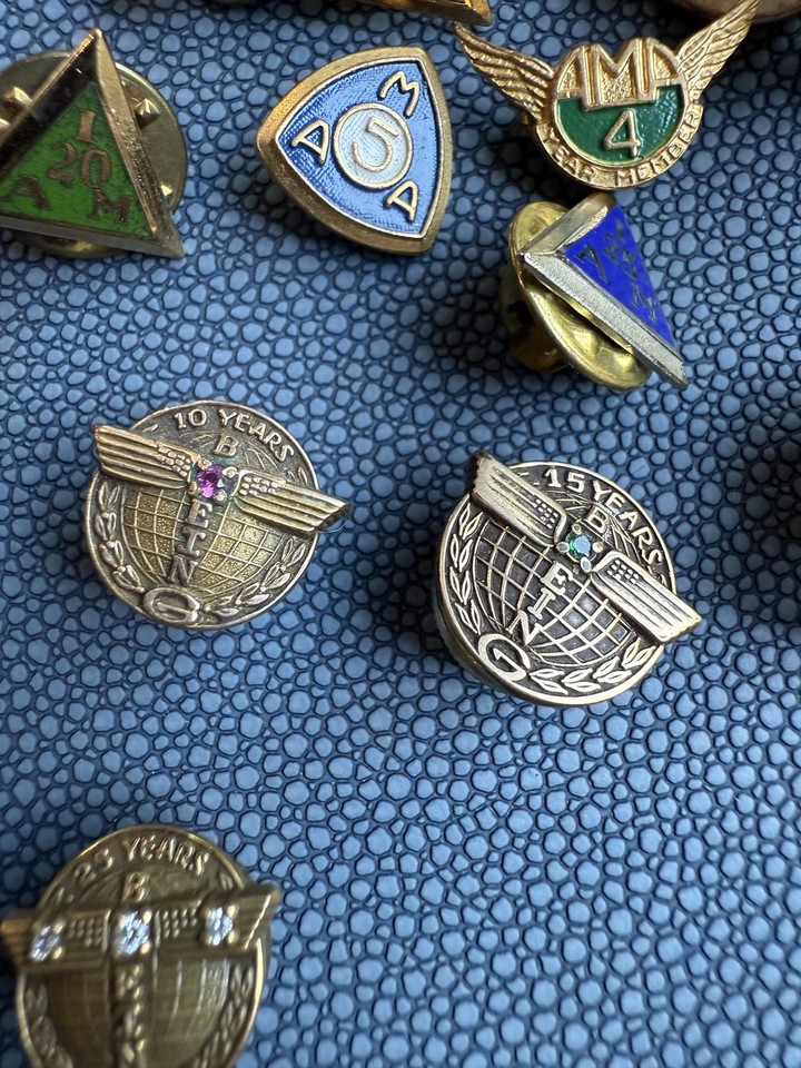 Boeing Aviation Service Pins Lot 10k Gold Diamond Emerald Ruby American ...